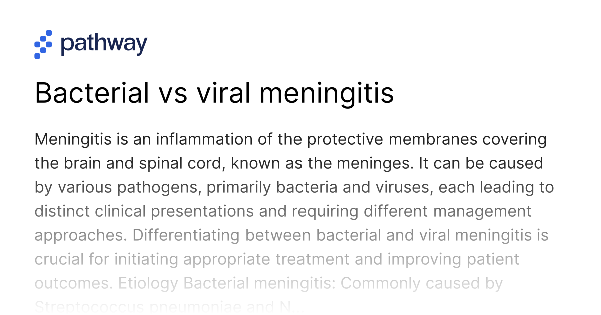 Bacterial vs viral meningitis – Pathway