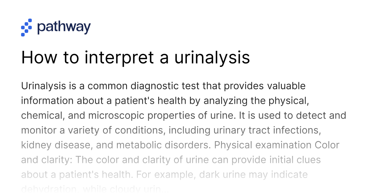 How to interpret a urinalysis – Pathway