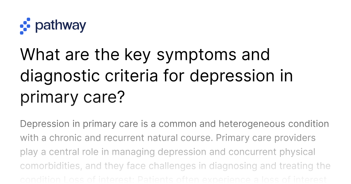 What are the key symptoms and diagnostic criteria for depression in ...